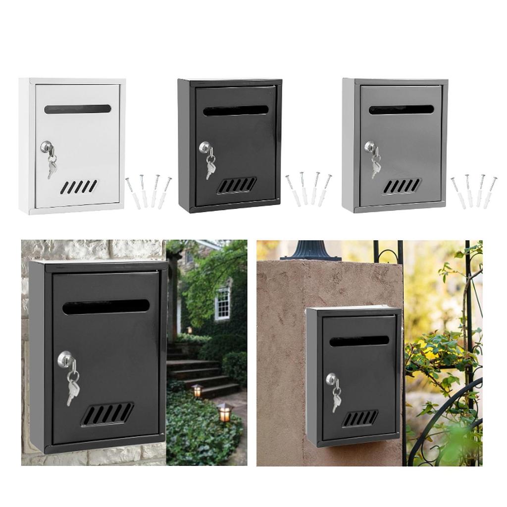 Jual Wall Mount Mailbox Security Drop Box Letter Box with 2 Keys ...