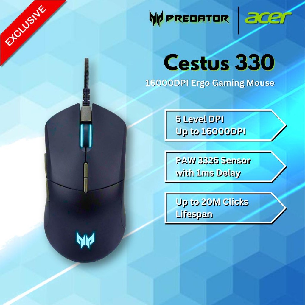 Jual Acer Predator Cestus 330 | 16.8M RGB Color | Ergo Gaming Mouse ...