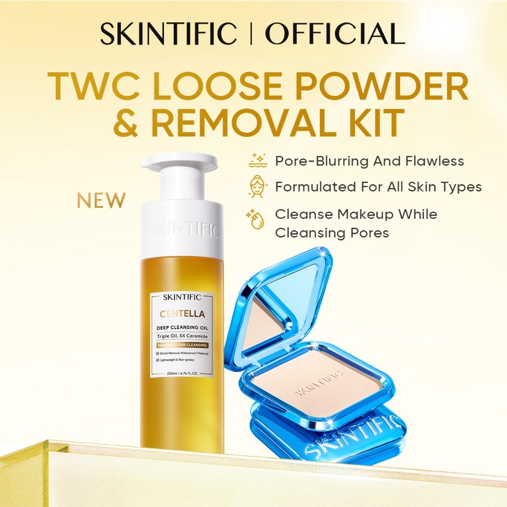 Jual SKINTIFIC | TWC LOOSE POWDER & REMOVAL KIT 2PCS| CLEANSING OIL ...