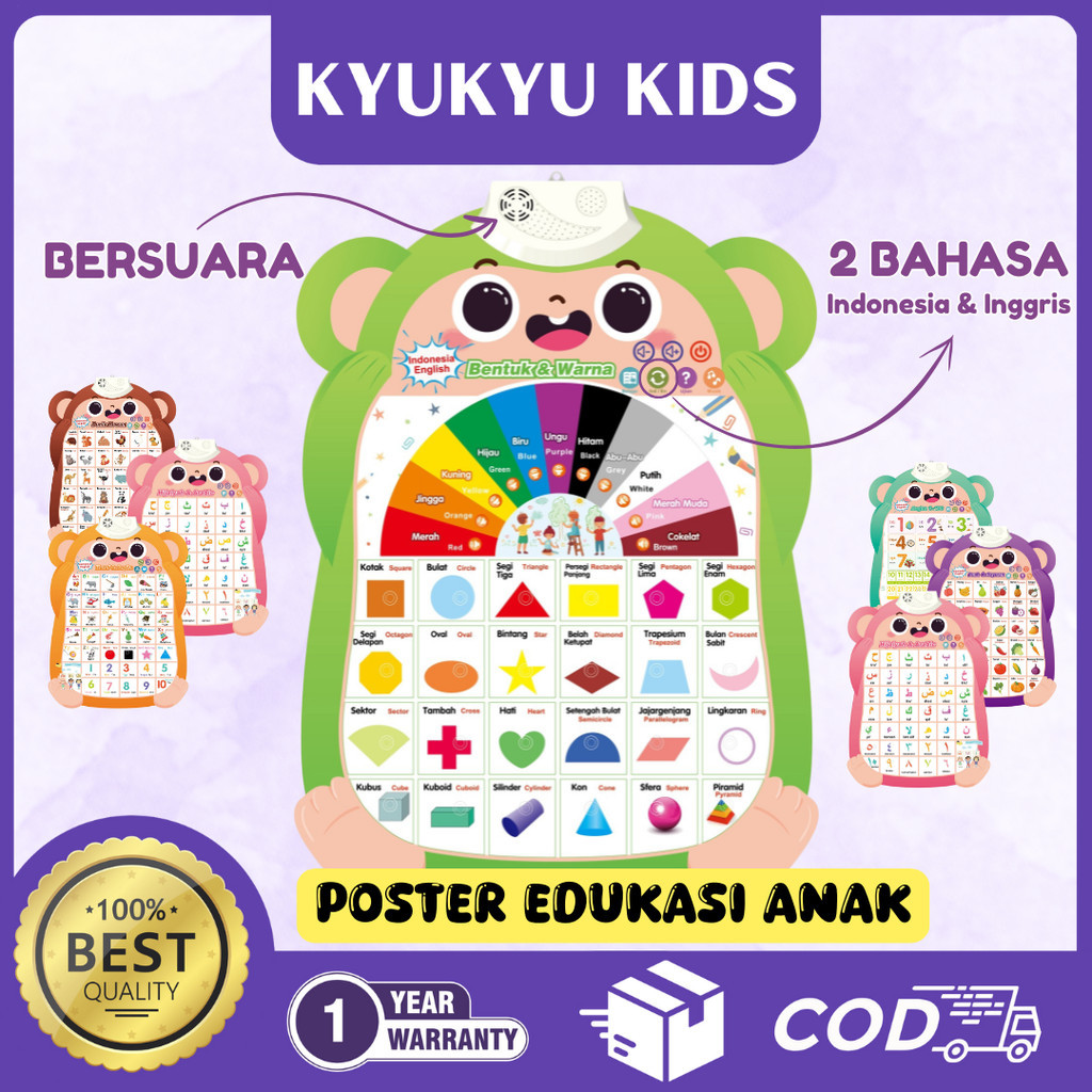 Jual Kyukyu Kids [GARANSI 1 TAHUN] Poster Angka dan Huruf Edukasi Anak ...