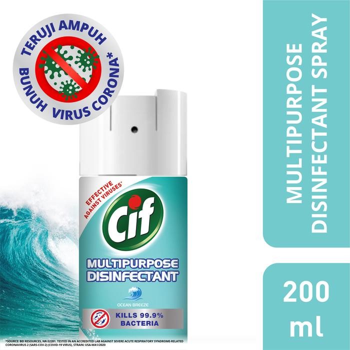 Jual CIF Multipurpose Disinfectant Spray Ocean Breeze 200ml | Shopee ...