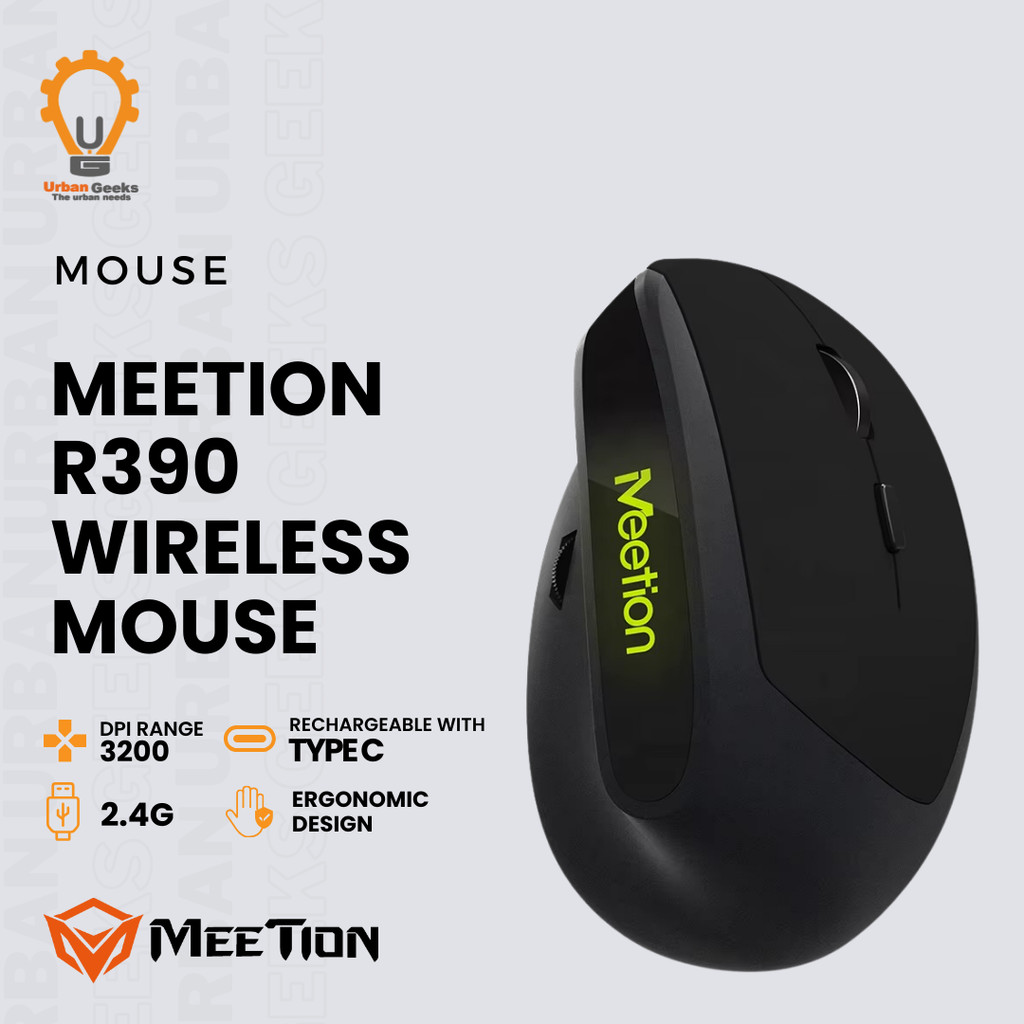 Jual Meetion R390 Wireless Vertical Ergonomic Mouse Vertikal 2.4G ...