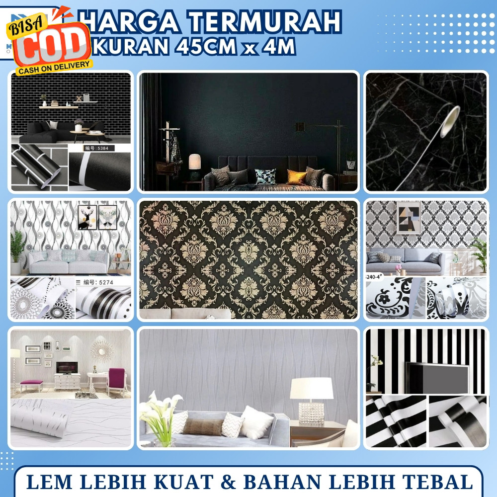 Jual Stiker Wallpaper Dinding Wallpaper Hitam Wallsticker Wallpaper ...