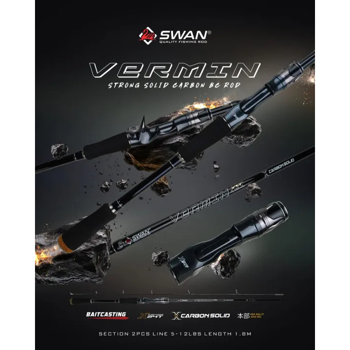Jual SWAN VERMIN STRONG SOLID CARBON BAITCASTING ROD JORAN PANCING BC ...