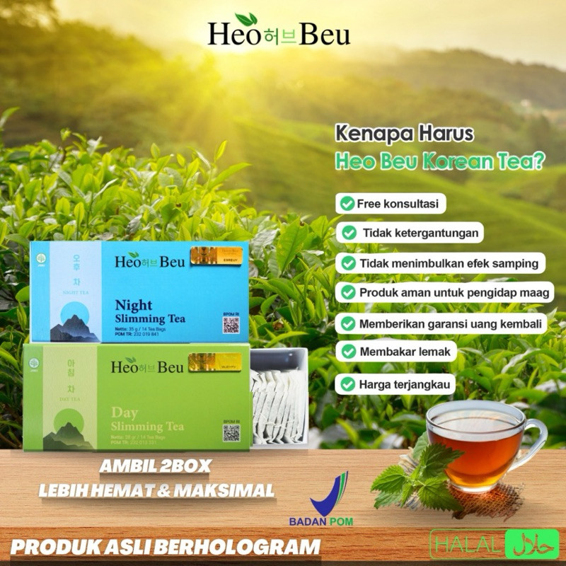 Jual BISA COD 1 PAKET HEO BEU TEA HEO BEU SLIMMING TEA HEO BEU KOREAN ...