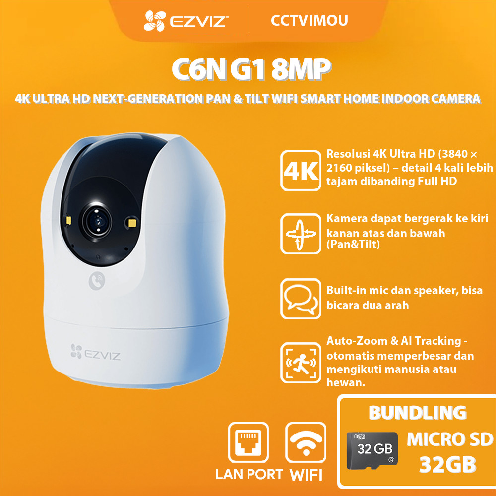 Jual EZVIZ C6N G1 8MP 4K ULTRA HD NEXT-GENERATION PAN & TILT SMART ...