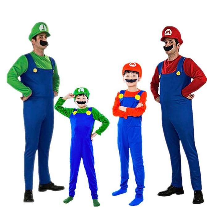 Jual KOSTUM BAJU SUPER MARIO BROS BROSS LUIGI COSPLAY ANAK DEWASA MARIO ...