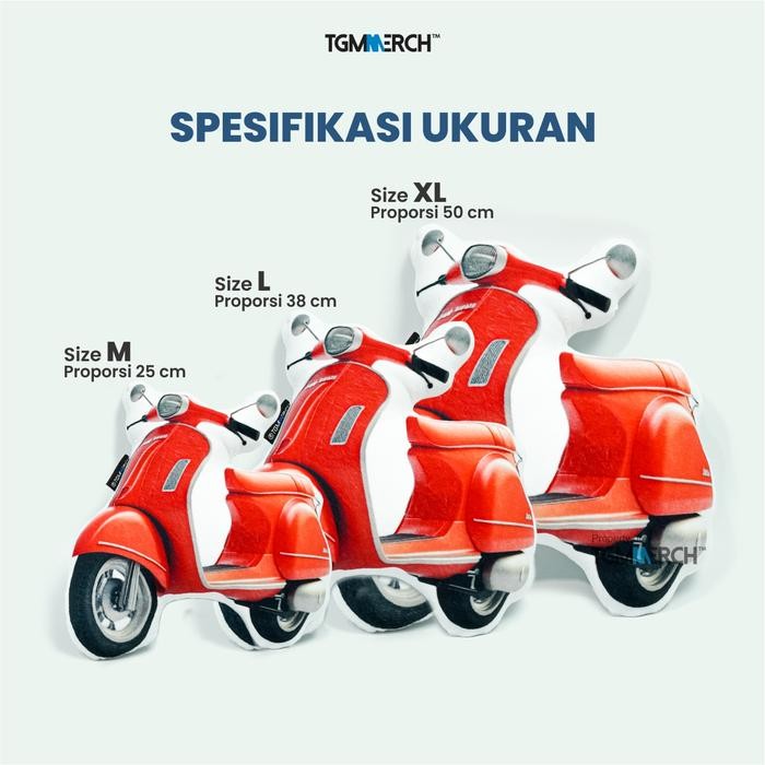 Jual TGM MERCH - Bantal Boneka vespa full color - Vespa Metic Merah, M ...