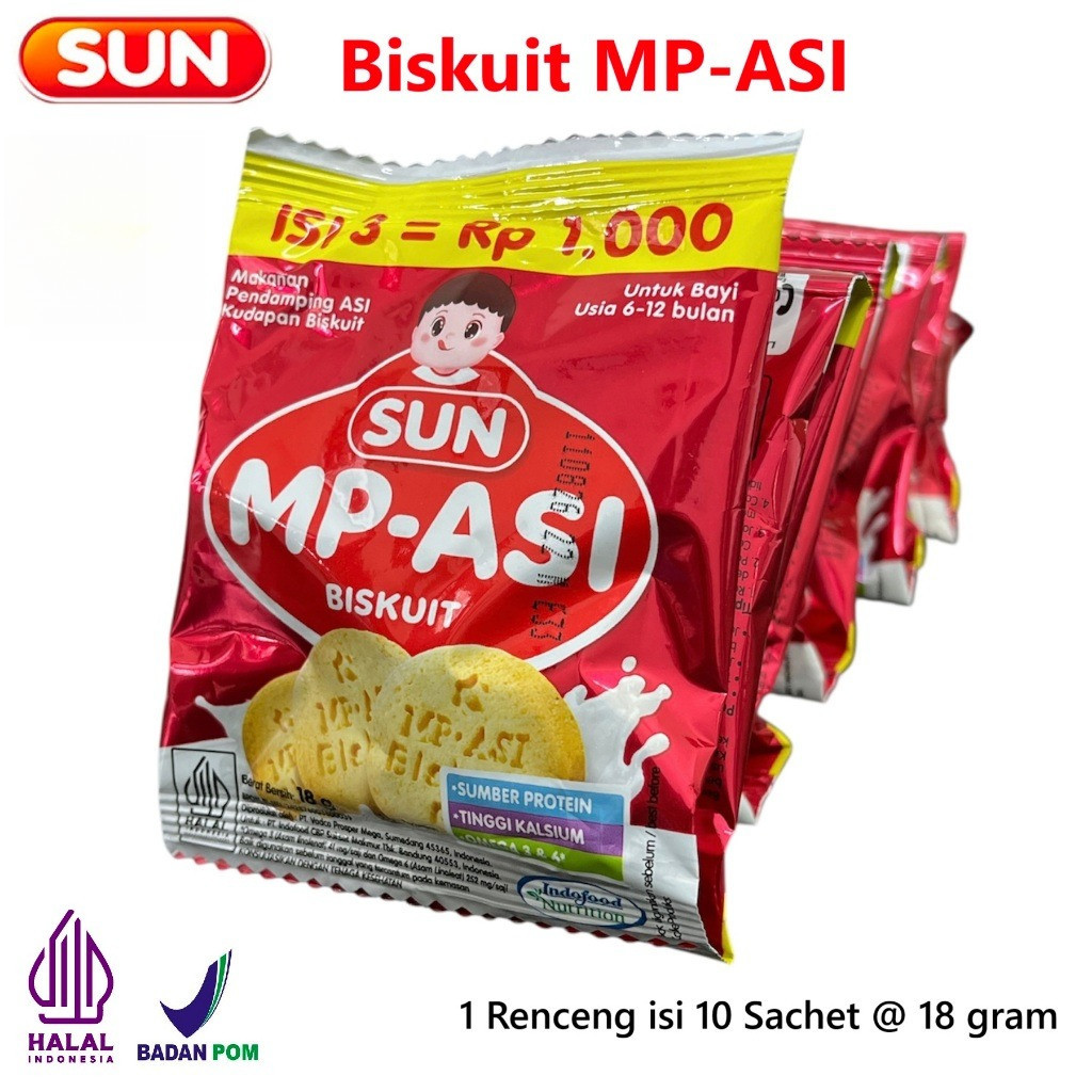 Jual Biskuit Bayi SUN MPASI Renceng 18g Isi 10 Sachet Lembut Enak Kaya ...