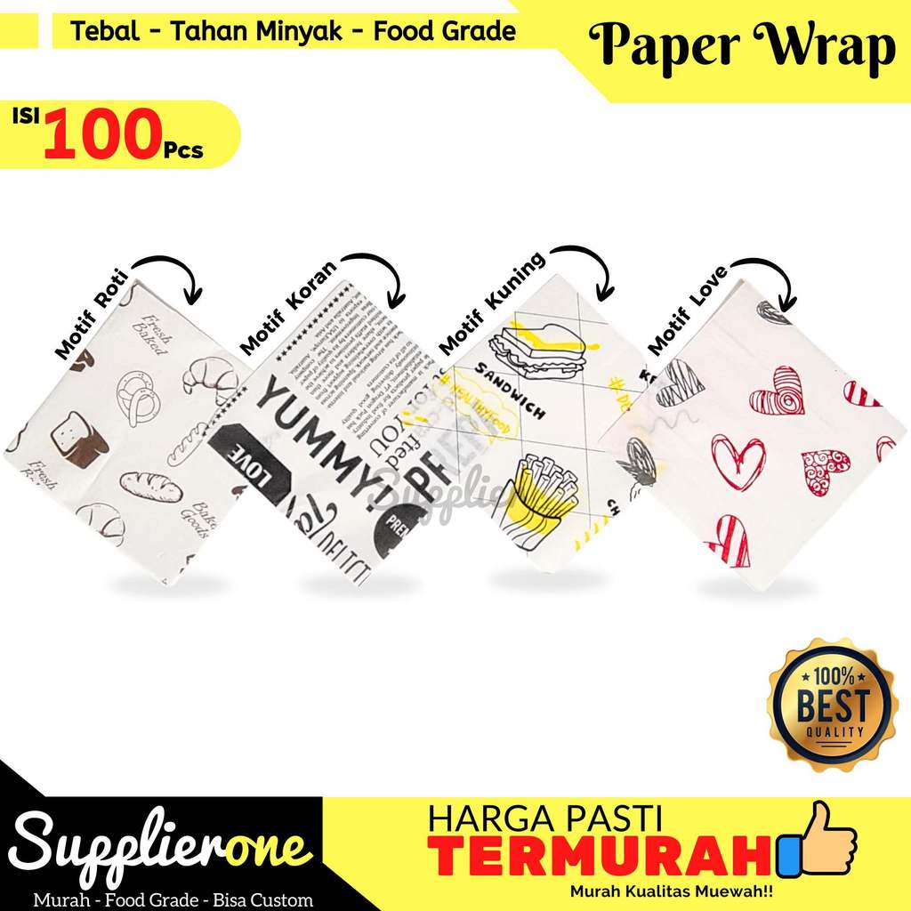 Jual Paper Wrap Motif 10x10 cm / Alas Kertas / Kertas Roti / Kertas ...
