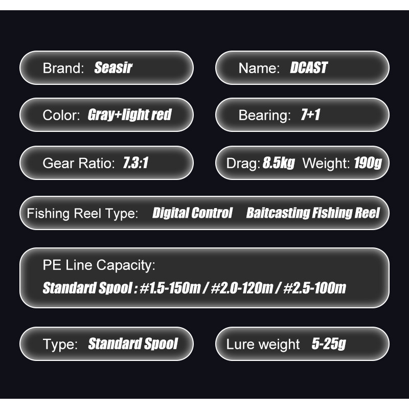 Jual SEASIR DCAST DC Baitcasting Fishing Reel gital Control long cast ...