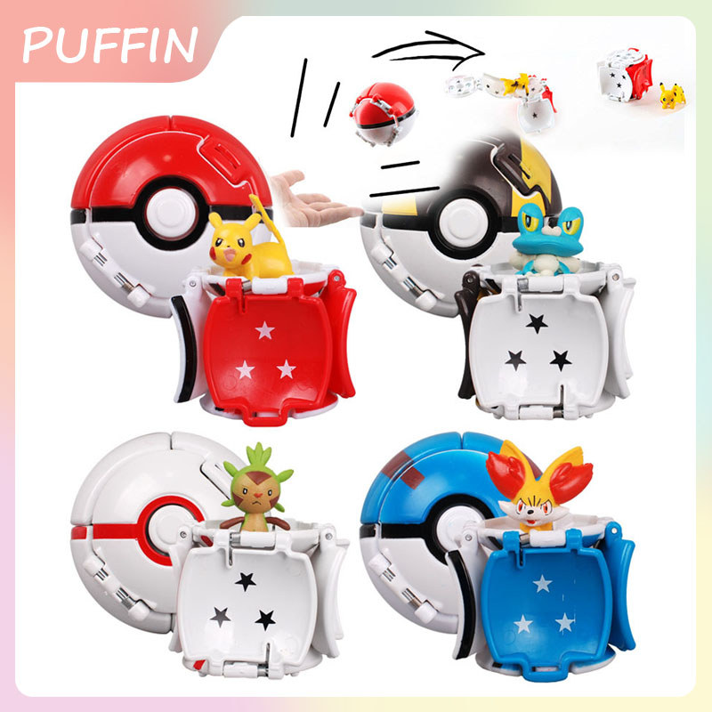 Jual Mainan Bola Pikachu Mini Figure Pokemon Pokeball Lempar Berisi ...
