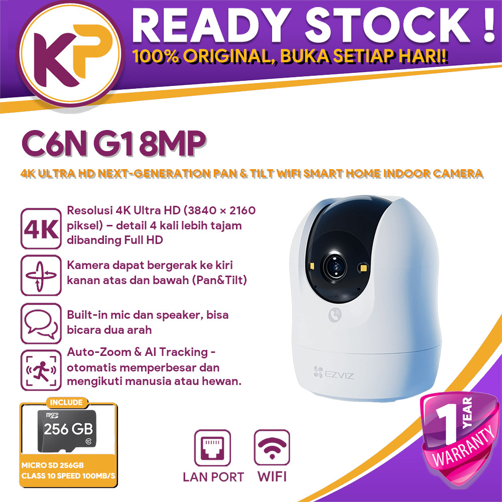 Jual EZVIZ C6N G1 8MP 4K ULTRA HD NEXT-GENERATION PAN & TILT SMART ...