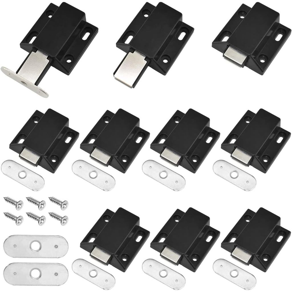 Jual 10 Pack Magnetic Push Catch for Drawers Kitchen Cabinet Black ...