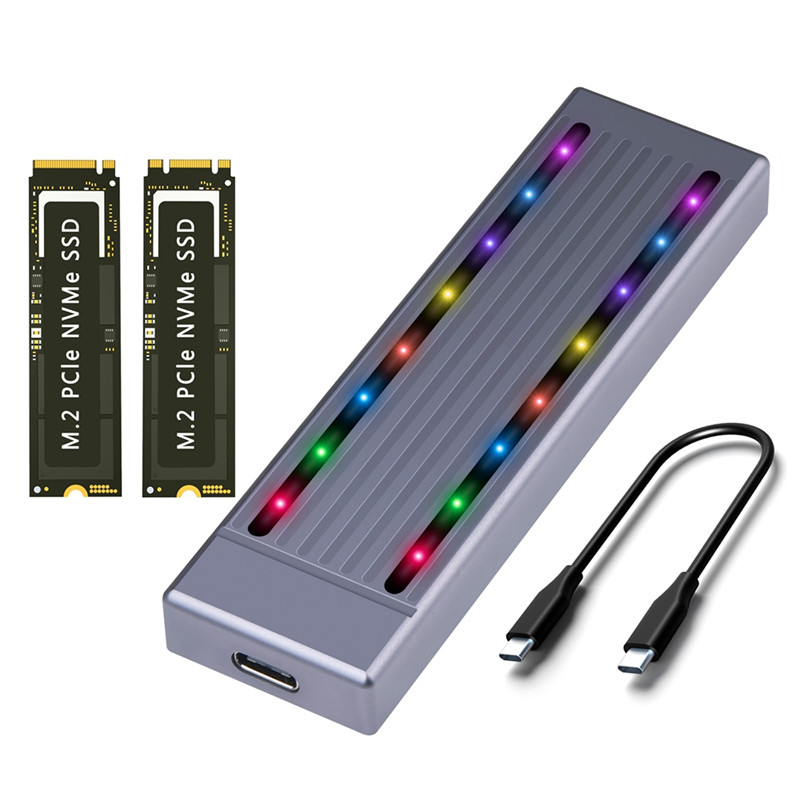 Jual M.2 Nvme Hard Drive Enclosure SSD Cool RGB Light Hard Drive ...