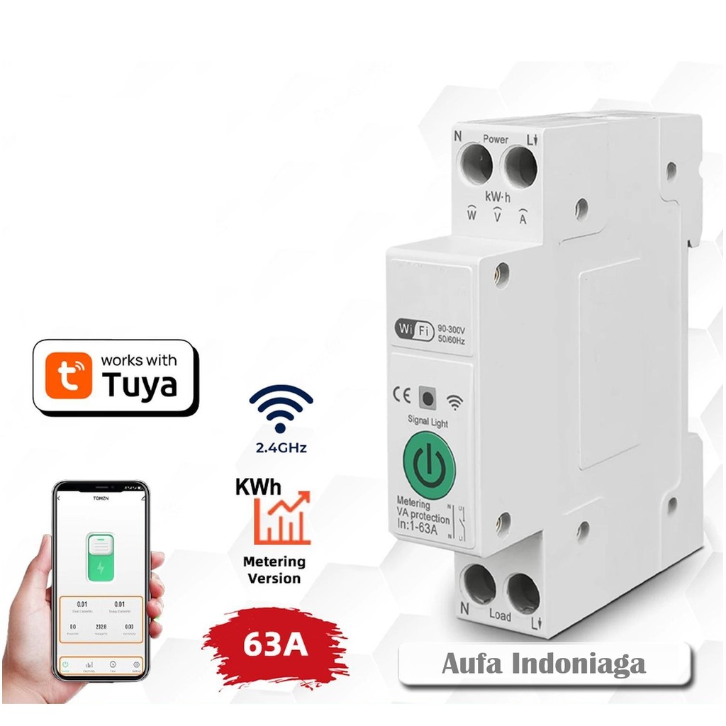 Jual MCB kWh Meter Timer Din Rail 1P WiFi Circuit Breaker Smart TUYA ...