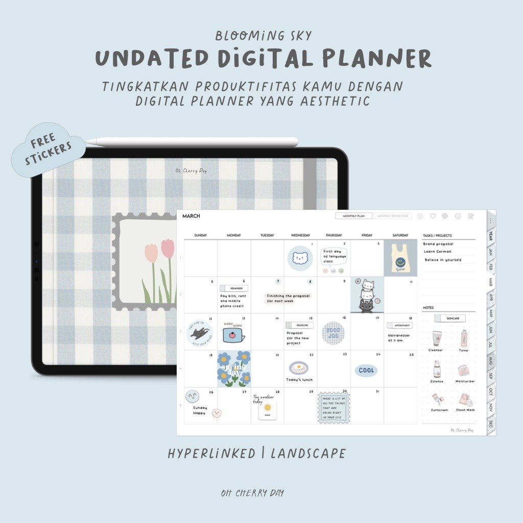 Jual Undated Blue Digital Planner untuk iPad/Tablet Digital Bujo Bullet ...
