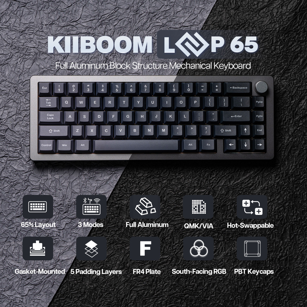 Jual KiiBOOM Loop 65 65% QMK/VIA Hot-Swap Full Aluminum Block Structure ...
