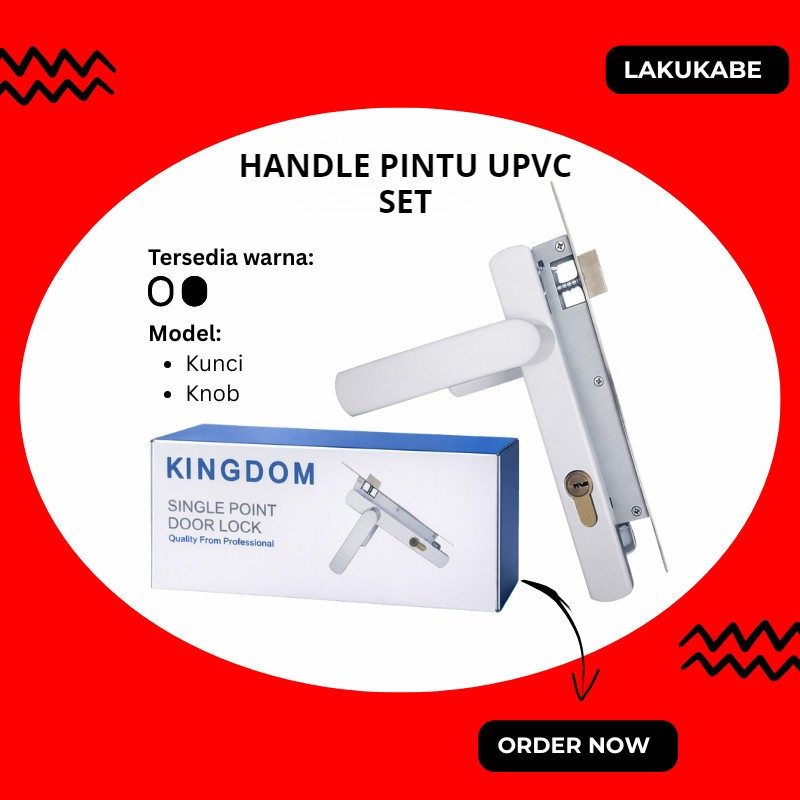 Jual Handle Pintu UPVC Kingdom Satu Set Tipe Knob dan Kunci Warna Hitam ...