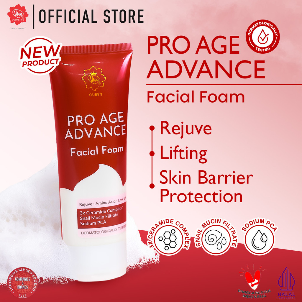 Jual [NEW] Viva Queen Pro-Age Advance Facial Foam, 3x Ceramide Complex ...