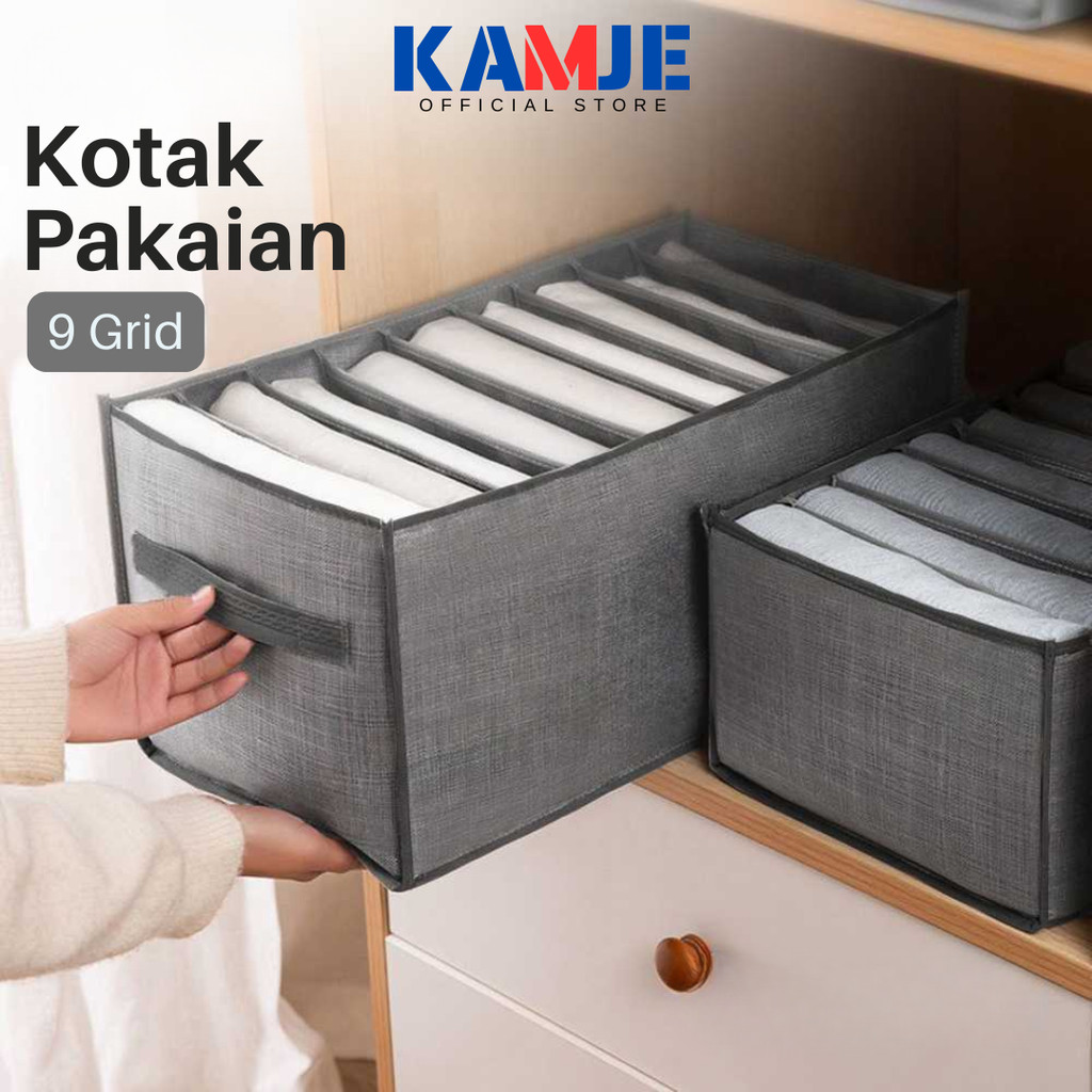 Jual KAMJE Kotak Sekat Pakaian Storage Drawer Divider Box 9 Grid ...