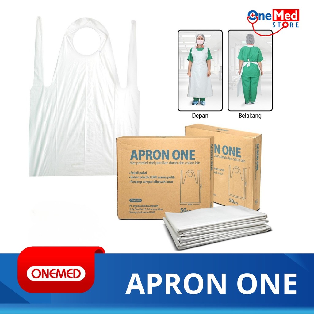 Jual Apron Plastik OneMed pak isi 50 pcs OL | Shopee Indonesia