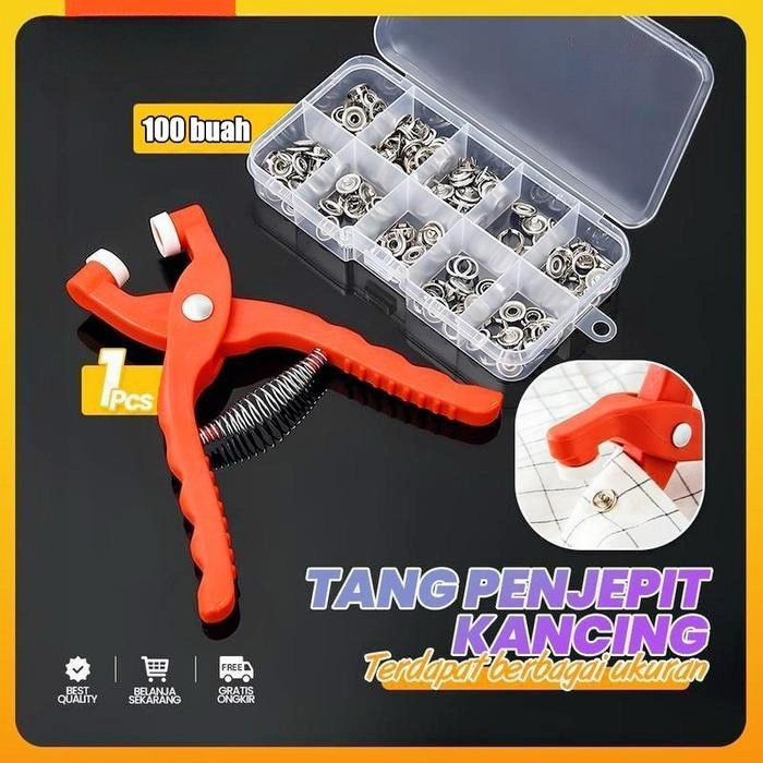 Jual COD 100 Set Kancing Snap Metal 9.5mm + 1 Tang Pengencang Alat ...