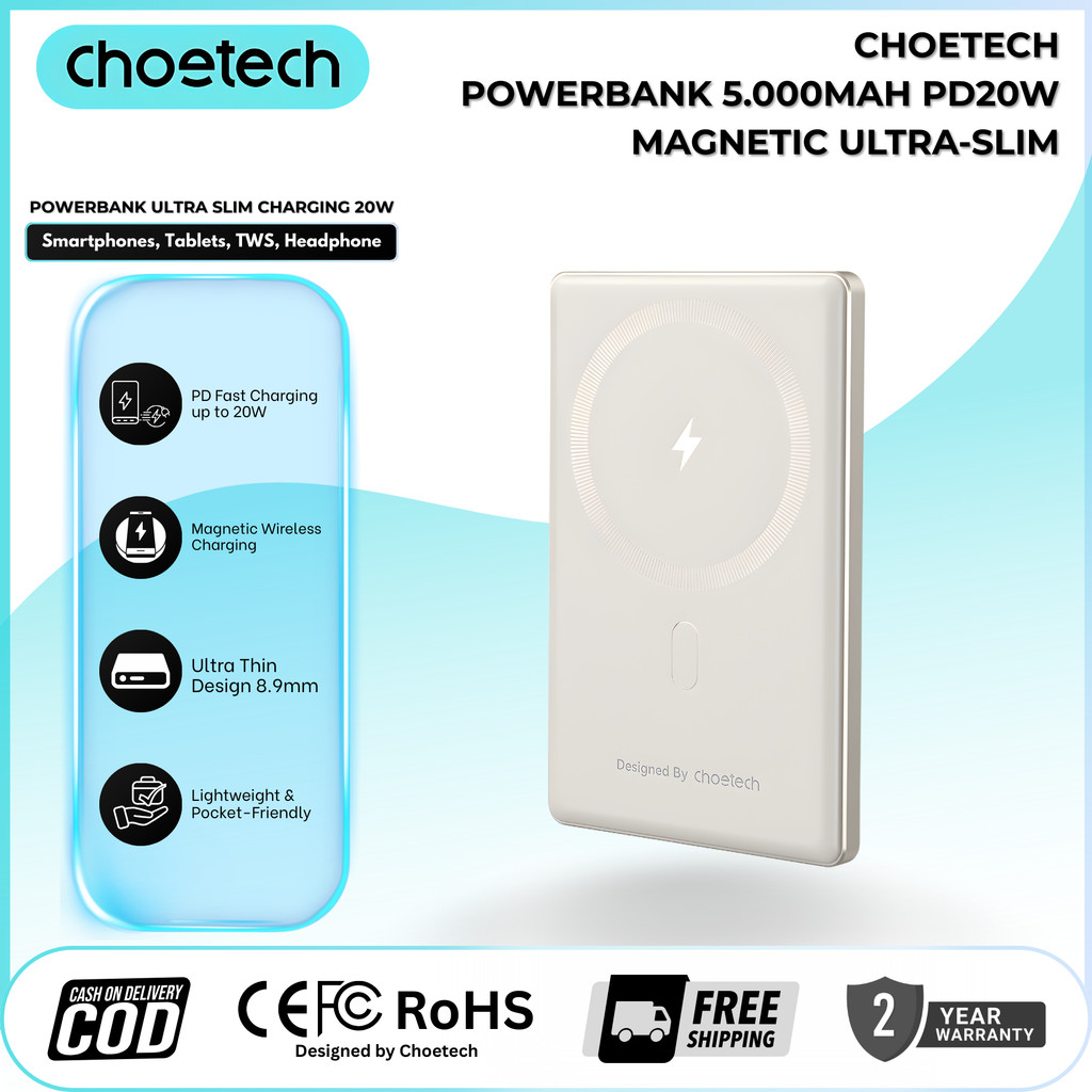 Jual Choetech PD20W 5000mAh Ultra-thin Magnetic PowerBank B738 | Super ...
