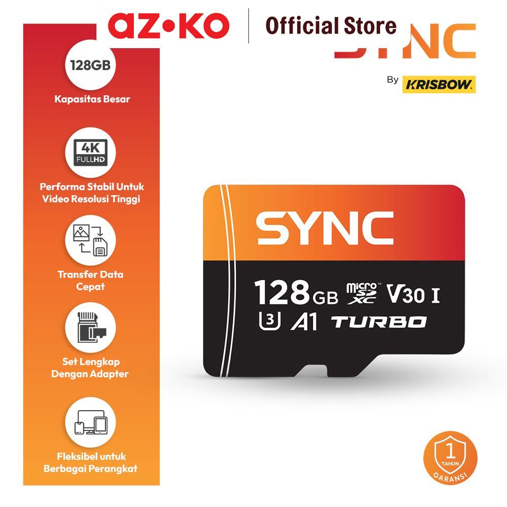 Jual AZKO Krisbow Sync 128 GB Memory Card Smart Micro SD P500 Kartu ...