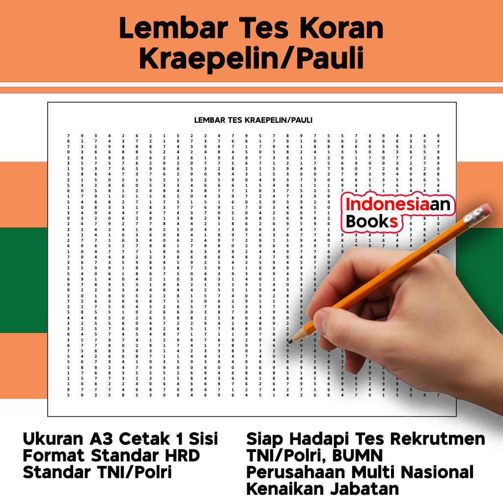 Jual Lembar Tes Kraepelin/Tes Pauli/Tes Koran Ukuran A3 Cetak Satu Sisi ...