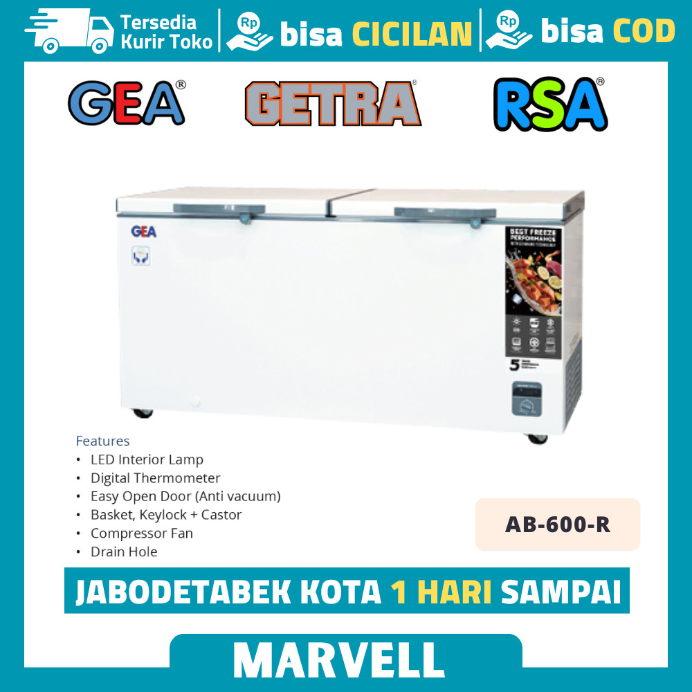 Jual Gea Ab-600-R Ab 600 R Kulkas Chest Freezer Box 500 Liter Garansi ...