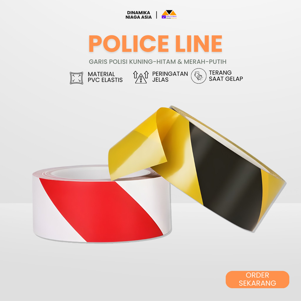 Jual Garis Polisi Safety Line Pita Pembatas Police Line 2/3 Inch x 300 ...