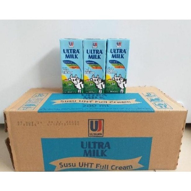 Jual Susu UHT Ultra Milk Full Cream 200 ML 1 DUS = 24 PCS | Shopee ...