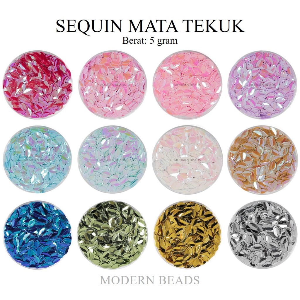 Jual [5 GRAM] Payet Sequin Mata Tekuk / Daun Lipat / Daun Folded ...