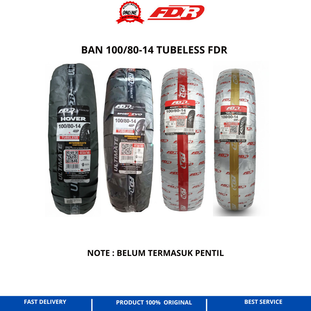 Jual BAN 100/80-14 FDR TUBELESS SPORT XR EVO SPORT ZEVO GENZI PRO GENZI ...