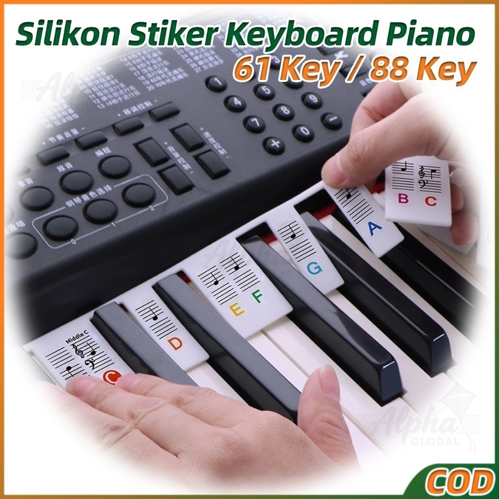 Jual Stiker Piano 61 Key Silikon Piano 88 Key Stiker Keyboard Piano ...