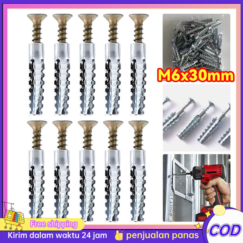 Jual 100set Angkur Baut Tembok M6/M8 Expansion Anchor Beton Sekrup Wall ...