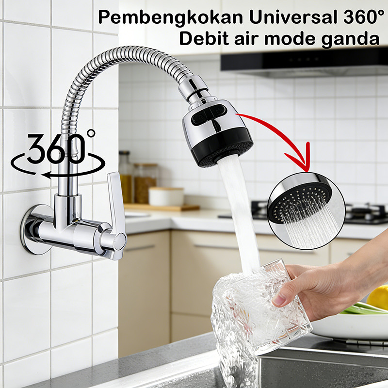 Jual Kran Angsa Wastafel Kran Air Angsa Fleksibel 2 Mode kran cuci ...
