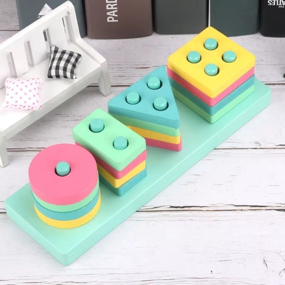 Jual Colorful Sorting and Stacking Shape Matching Wooden Recognition ...
