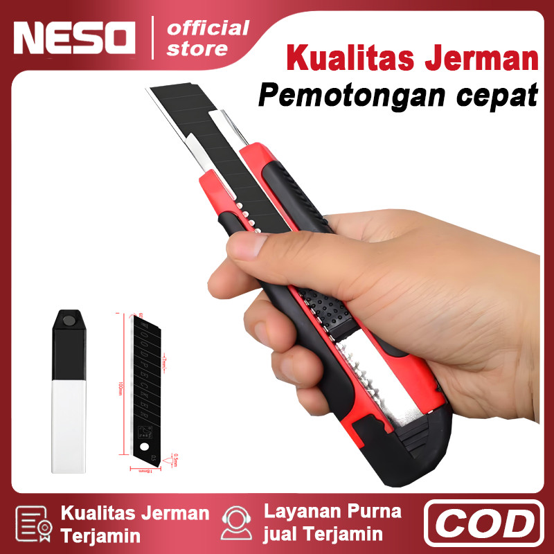 Jual NESO German Tool Cutter Pisau Pemotong Kertas 18MM (COD) Knife ...