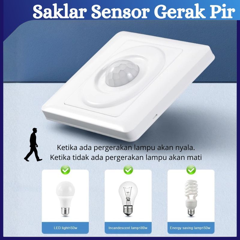 Jual Saklar Lampu Dinding Sensor Gerak PIR Putih 86mm | Shopee Indonesia