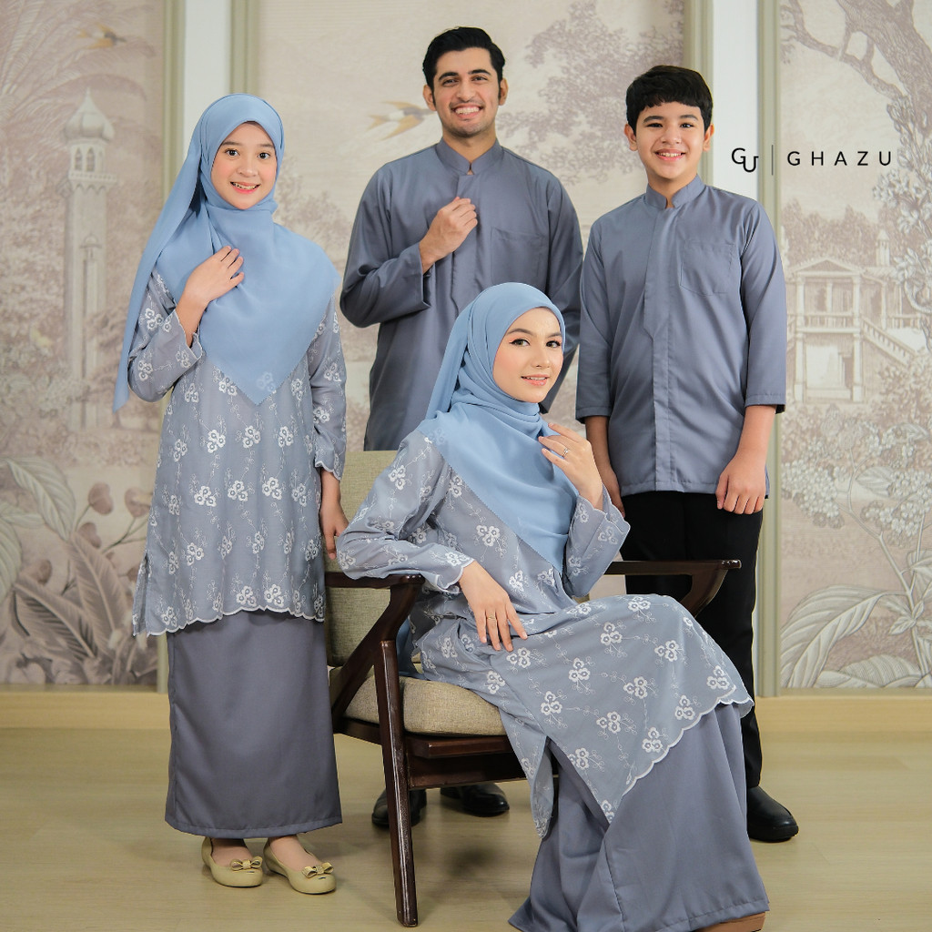 Jual Ghazu Zanaya Family Set Baju Keluarga Sarimbit Lebaran - Ash Blue ...