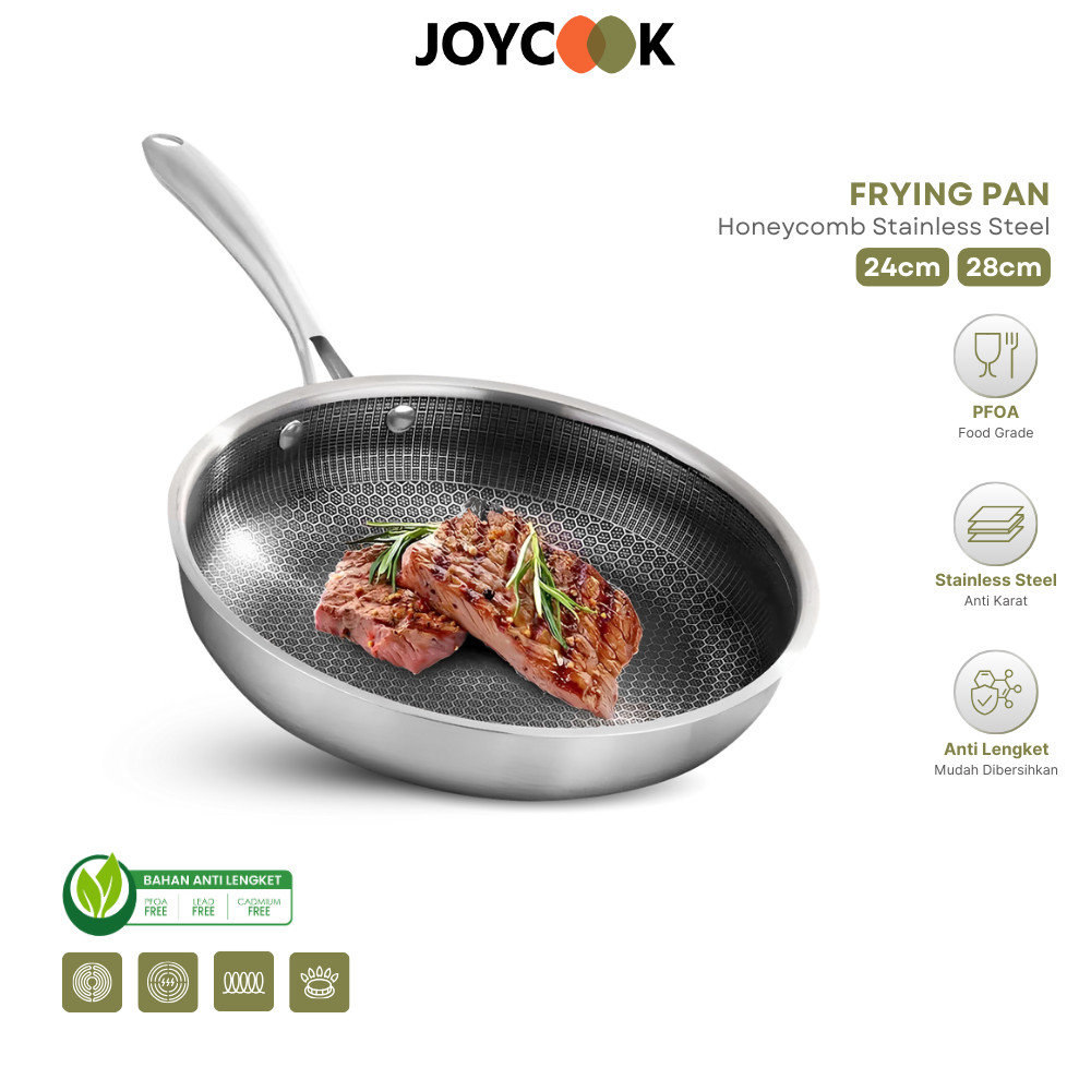 Jual JOYCOOK Frying Pan Stainless Steel Honeycomb Anti Lengket Wajan ...