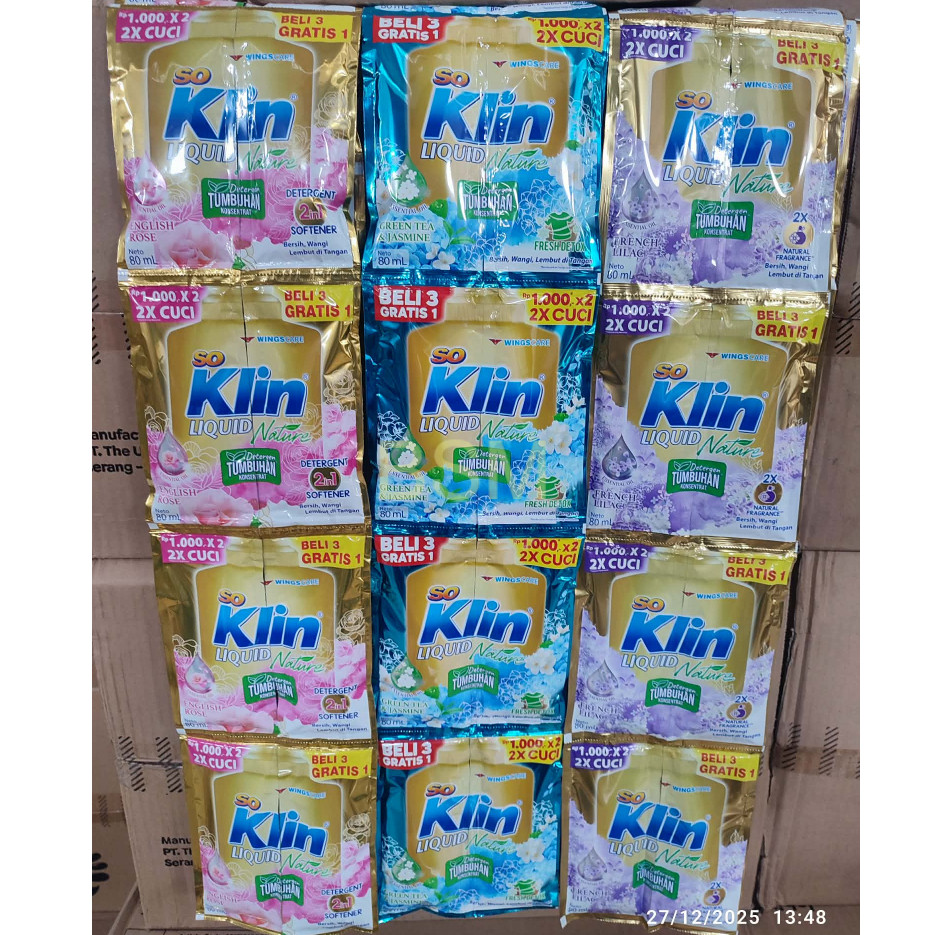 Jual isi 16 Sachet Soklin Liquid Nature Detergent Cair Renceng 2in1 ...