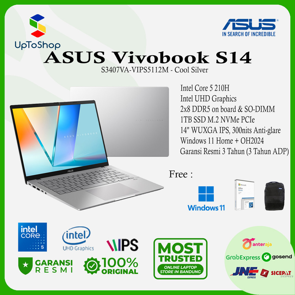 Jual Asus Vivobook S14 S3407VA-VIPS5112M Intel 5-210H 16GB 1TB PCIe ...