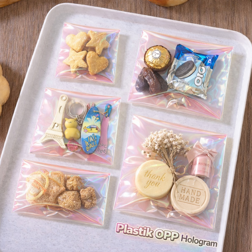 Jual (Yunita) 50Lembar Plastik OPP Hologram Flat Packaging Bungkus ...