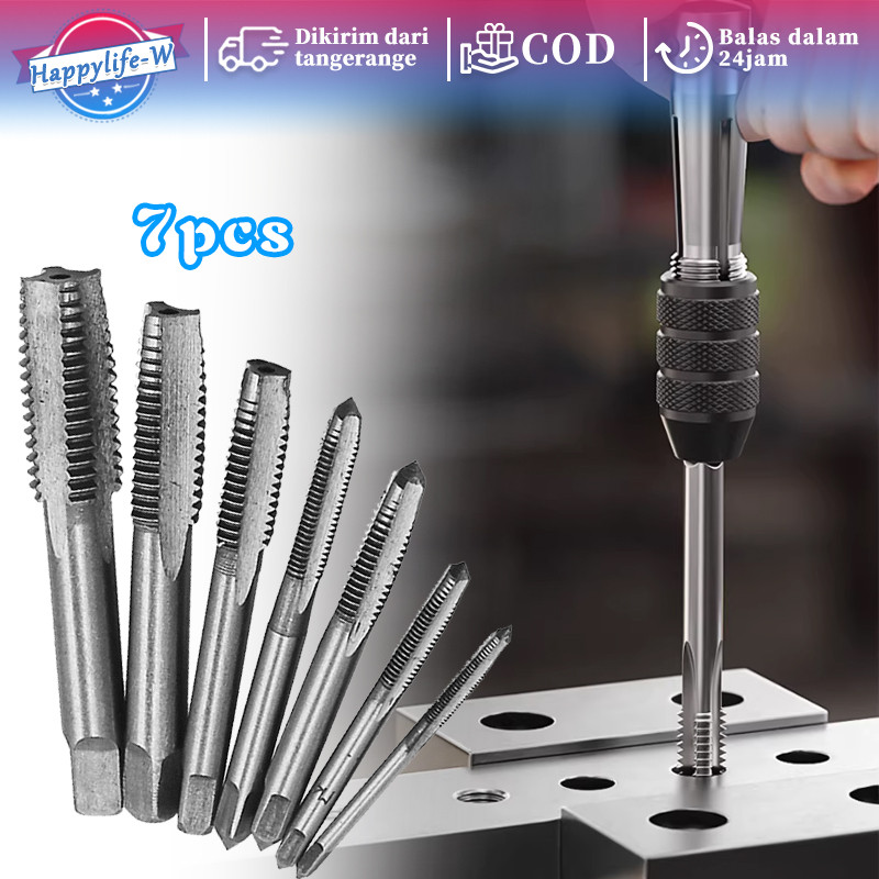 Jual Mata Tap Bor Set 7pcs Alat Hand Tap Baut M3-M12 Pembuat Ulir ...