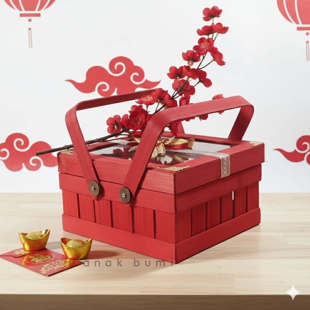 Jual Box gif kotak wadah hampers parcel Imlek 25x25x12cm warna merah ...