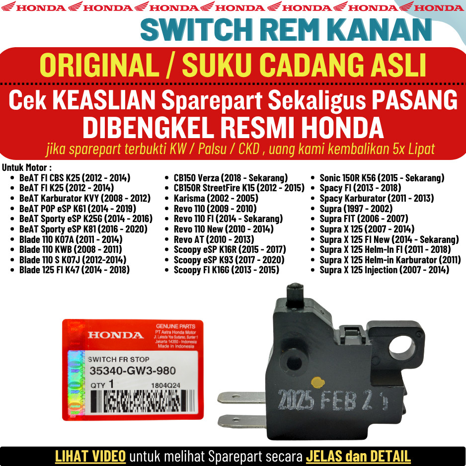 Jual Switch Rem Kanan Scoopy Spacy Beat Fi POP Street Stater Kasar ...