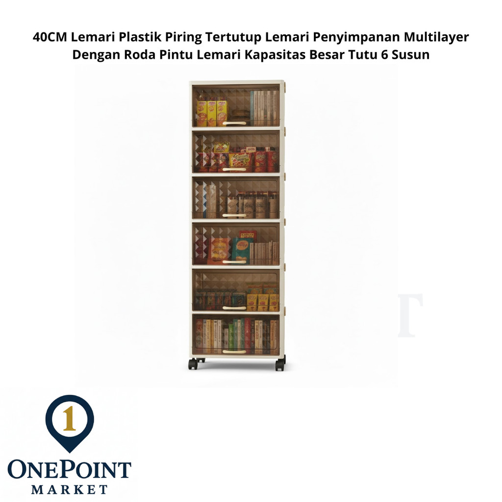Jual 40CM Lemari Plastik Piring Tertutup Lemari Penyimpanan Multilayer ...